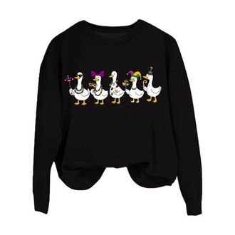 Generic Sweat-shirt &agrave; col rond pour femme - Pull &agrave; manches longues - Sans capuche - Haut d&eacute;contract&eacute; - Automne - Hiver 2026 - Imprim&eacute; tendance - Col ras du co