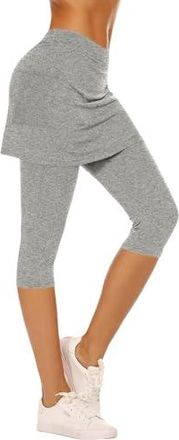 Generic Pantalon de sport pour femme - Legging 3/4 avec jupe - Taille haute - Couleur unie - Pantalon de yoga - Pantalon de sport - Pantalon de sport - Pantal