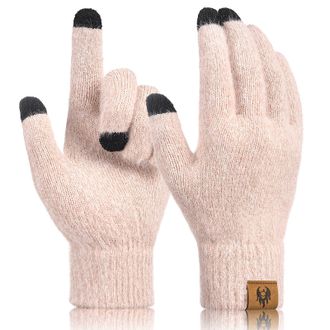 Heekpek Handschuhe Strick Damen Touchscreen Handschuhe Winter Warm Fingerhandschuhe Winterhandschuhe Strickhandschuhe, Rosa