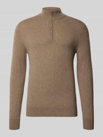 Profuomo Regular Fit Strickpullover aus reinem Kaschmir mit Troyer-Kragen