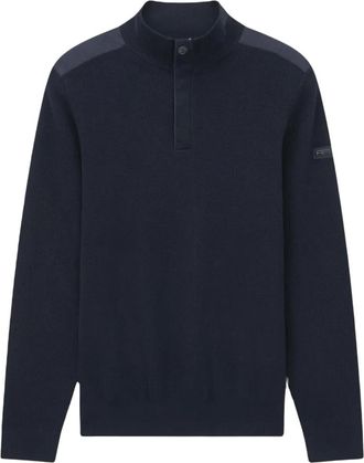 Bugatti Pull &agrave; col roul&eacute; avec fermeture &eacute;clair dissimul&eacute;e - Homme - Pulls - Bleu - Taille: 2XL