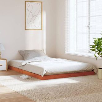 vidaXL Cadre de lit sans matelas cire marron 135x190cm bois pin massif Vidaxl