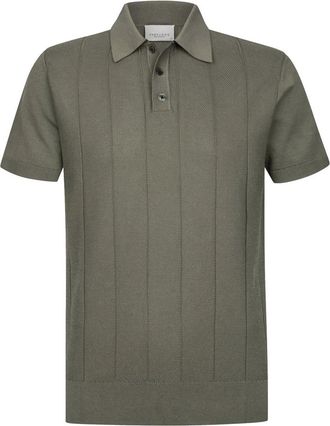 Profuomo Strick-Poloshirt aus Baumwolle mit Schattenstreifen in