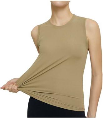 Generic D&eacute;bardeur de sport sans manches pour femme Y2K - Chemisier d&eacute;t&eacute; uni athl&eacute;tique - Ourlet incurv&eacute; - Course fluide - D&eacute;contract&eacute; - D&eacute;bardeurs de sport - 