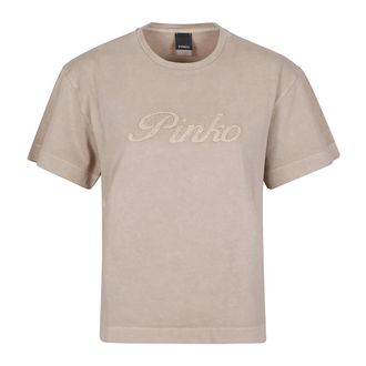 Pinko Pinko, Femme, Tops, Beige, Taille: 40 FR T-shirt Sheryl