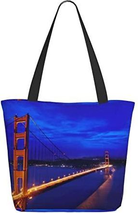 AOOEDM Beau Golden Gate Bridge At Night Ladies Shopping Bag 13x11x7in.Le cadeau parfait pour la Saint-Valentin.Cest de la Saint-Valentin pour maman, fille, &eacute;