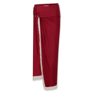 Paco Rabanne Drapierter Midirock aus Jersey - - Skirts - Damen - Rot - S