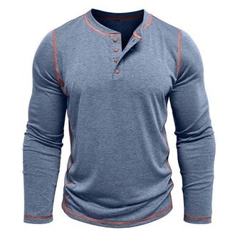 Generic T-shirt dhiver &agrave; manches longues pour homme avec quatre boutons, bleu ciel, XXL