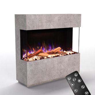 Glow Fire Kaminofen PR15 mit realistischem 3D E-Motion LED-Feuer - Stand-Elektrokamin mit Heizung und Kaminfeuer, Knistereffekt & Timer, max. 1500 W, 130x85,3x4