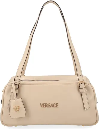 Versace Womens Shoulder Bag Versace Tag Ivory Lamb Leather
