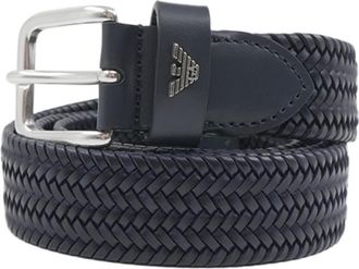 Emporio Armani Homme, Accessoires, Bleu, Taille: 105 CM Fine Woven Bull Leather Belt