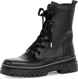 Gabor Damen Combat Boots | Frauen Stiefeletten | Wechselfu&szlig;bett | Best Fitting | Booties | halbstiefel | Kurzstiefel | schwarz (Weiss) | 42 EU - 8 UK