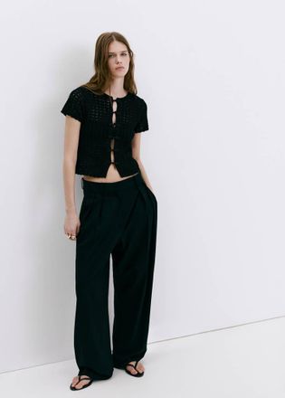 Mango Cardigan en maille chaude avec brandebourgs noir - Femme - XXS - MANGO