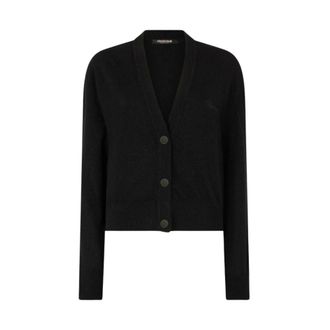 Roberto Cavalli Femme, Pulls, Noir, Taille: 36 FR Cardigan en mélange de laine brodé avec boutons