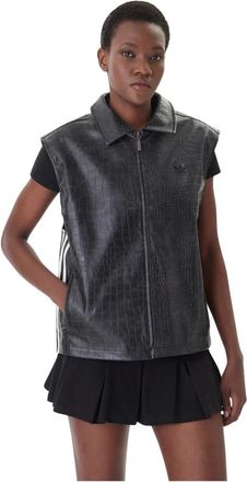adidas Femme, Vestes, Noir, Taille: 40 FR Gilet en similicuir