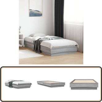 vidaXL Vidaxl - Bettgestell Grau Sonoma 75x190 cm Holzwerkstoff - Holzbettfassungen - Bettrahmen - Singlebett - Bettkasten - Grau Sonom Bed Frame