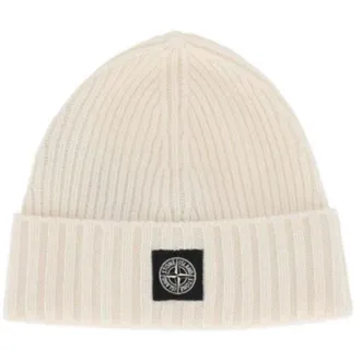 Stone Island Homme, Accessoires, Blanc, Taille: M Bonnet c&ocirc;tel&eacute;
