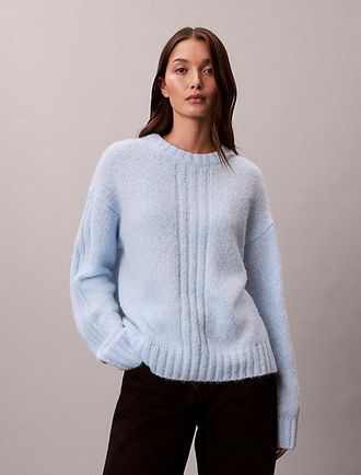 Calvin Klein Pullover Aus Geb&uuml;rstetem Gemisch - Keepsake Blue - Damen - XS