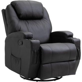 HOMCOM Homcom - Fauteuil luxe de relaxation et massage inclinaison dossier repose-pied réglable revêtement synthétique noir