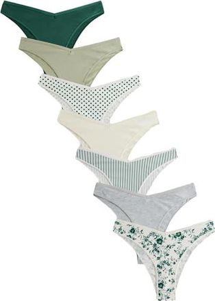 Next Femme Culotte &eacute;chancr&eacute;e en Coton Majoritaire, Lot de 7 Vert 44