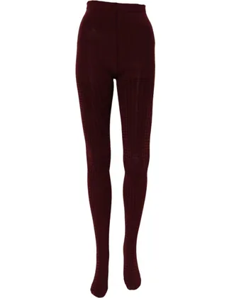 Dolce & Gabbana Diamond-Patterned Nylon Fishnet Pantyhose - Burgundy