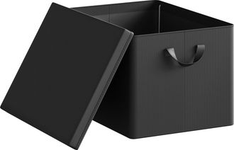 Woltu Aufbewahrungsbox mit Deckel 1 St&uuml;ck, aus Polyesterstoff, f&uuml;r Schlafzimmer, Arbeitszimmer, Wohnzimmer, Organizer Box mit Griffen, f&uuml;r Kleidung Spielzeu