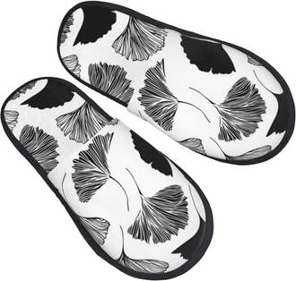 Generic Pantoufle Maison Feuilles De Ginkgo Chaussons Maison Doux Hiver Chaussures Chaudes Confortable Hiver Pantoufles Pour Chambre Camping Voyages L
