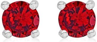 Amazon Essentials Boucles doreilles à tige en argent sterling rhodié avec pierre de naissance de janvier en zircon cubique grenat