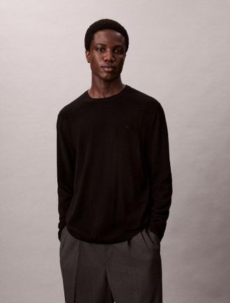 Calvin Klein Strickpullover LS 100% MERINO CREW 14GG Mit Rundhalsausschnitt, regular fit
