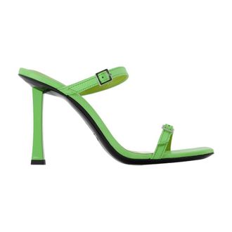 by FAR Womens Flick Mule Green Leather Shoes