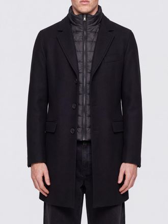 Herno Einreihiger Mantel aus Wolle und Nylon mit gestepptem Latz