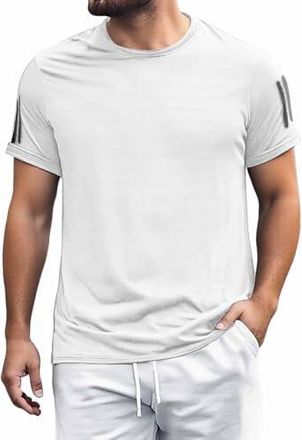 Generic T-shirt &agrave; col rond &agrave; manches courtes pour homme - L&eacute;ger - Respirant - Confortable - Coupe ample - D&eacute;contract&eacute; - Manches courtes - T-shirt de sport &eacute;l&eacute;