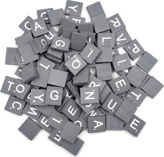 Heallily Holzbuchstaben Fliesen Alphabet Großbuchstaben für Kinder DIY Handwerk Anhänger Rechtschreibung Lernspielzeug 100 Stück (Grau)