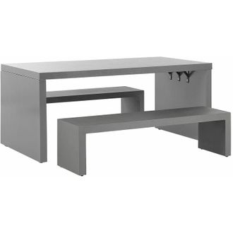 Beliani Gartenm&ouml;bel Set aus Beton mit gro&szlig;em Tisch U-Form und 2 Sitzb&auml;nken in U-Form Modern Industriell Stil Indoor & Outdoor