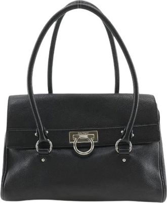 Ferragamo Pre-owned Sac cabas Gancini en cuir - Femme - Pre-owned - Noir - Taille: ONE Size