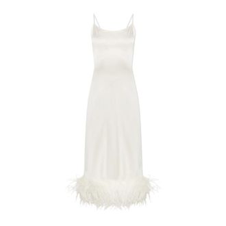 Os&eacute;ree Kleid mit Federbesatz - - Dresses - Damen - Wei&szlig; - M