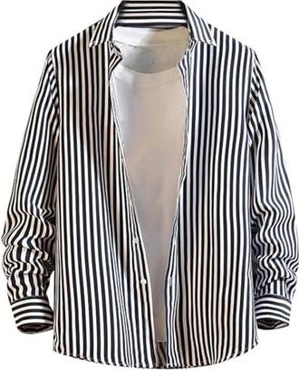 Generic Chemise &agrave; Manches Longues ray&eacute;e pour Homme - Coupe Droite de Loisirs Respirante S&eacute;chage Rapide f&ecirc;te Stretch dext&eacute;rieur l&eacute;g&egrave;re et Douce