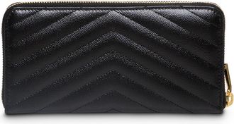 Saint Laurent Chevron-Quilted Leather Wallet - Black