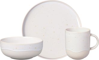 like. by Villeroy & Boch Winter Glow Frühstücks-Set 3-teilig | Henkelbecher (360 ml), Frühstücksteller (21 cm) und Müslischale (15 cm) für 1 Person | Weihnachtliches Geschirr-