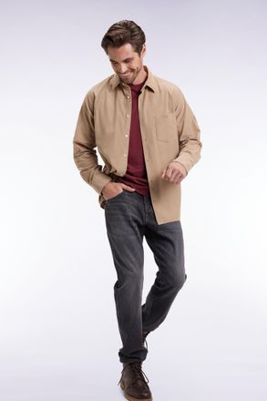 Eden Park Chemise En Velours Beige Coupe Droite