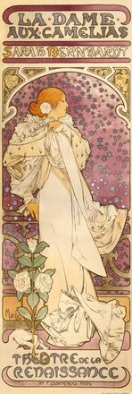 1art1 Alphonse Mucha Poster Sarah Bernhardt, Die Kamelien-Dame, 1896 Kunstdruck Bild 158x53 cm