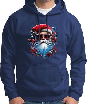 Generic Sweat à capuche en polaire pour homme - Impression 2D - Velours épais - Sweatshirt décontracté pour le sport - Cadeau de Noël, bleu, 3XL