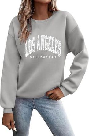 Generic Sweat &agrave; capuche Los Angeles California &agrave; &eacute;paules tombantes Y2K 2025 &agrave; col rond avec motifs graphiques d&eacute;contract&eacute;s pour lautomne Anime mignon Workou S