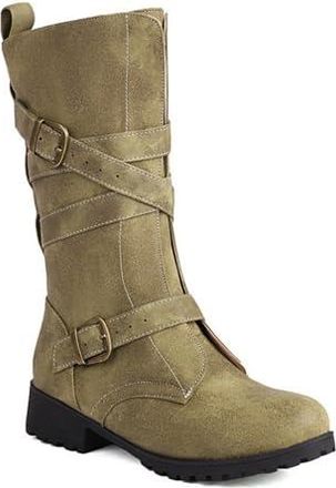 Generic Bottes d&eacute;quitation mi-mollet &agrave; bout rond et talon bloc pour femme, Vert, 37.5 EU