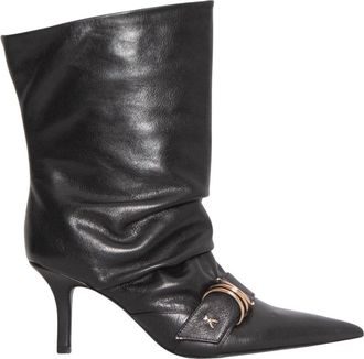 Patrizia Pepe Femme, Chaussures, Noir, Taille: 38 EU Bottines &agrave; Talons en Cuir &agrave; Boucles