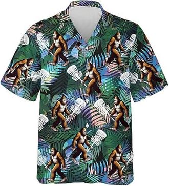 Keephen Gorille Hawaiian Chemise Femmes Hommes Gorille Animal Impression 3D Hawaii Chemise &Eacute;t&eacute; Plage Vacances Manches Courtes Boutonn&eacute;e Chemise