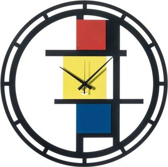 Arti & Mestieri Mondrian 50 - Design-Wanduhr 100% hergestellt in Italien - in Eisen, Durchmesser 50 cm