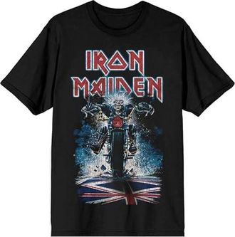 Iron Maiden Eddie Biker Homme T-Shirt Manches Courtes Noir L 100% Coton Regular/Coupe Standard