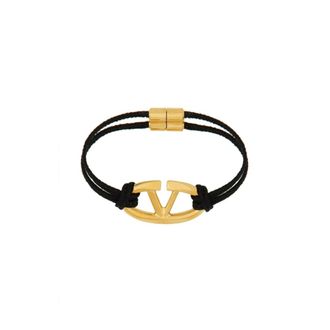 Valentino Garavani Femme, Accessoires, Noir, Taille: L V-Logo Cotton Bracelet