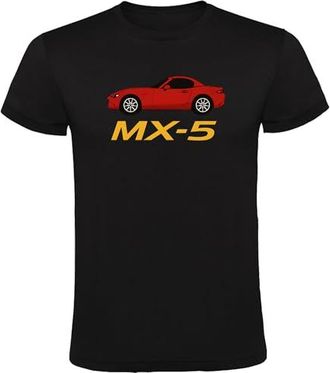 Generico T-shirt noir avec motif Mazda MX-5 rouge - Style sportif pour fans de sport automobile et voitures japonaises, Noir, L